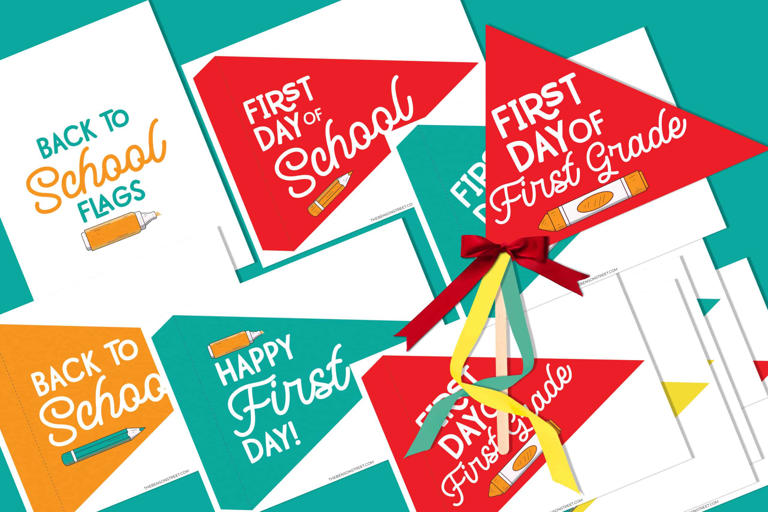 First Day of School Flags: Free Printable Photo Props