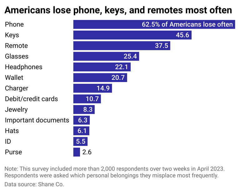 The 13 most common things Americans lose or misplace, according to data ...