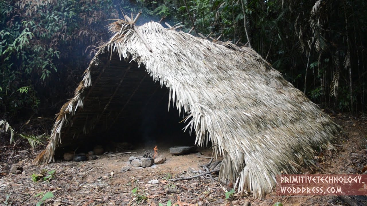 Building a weatherproof A-frame hut entirely from natural materials