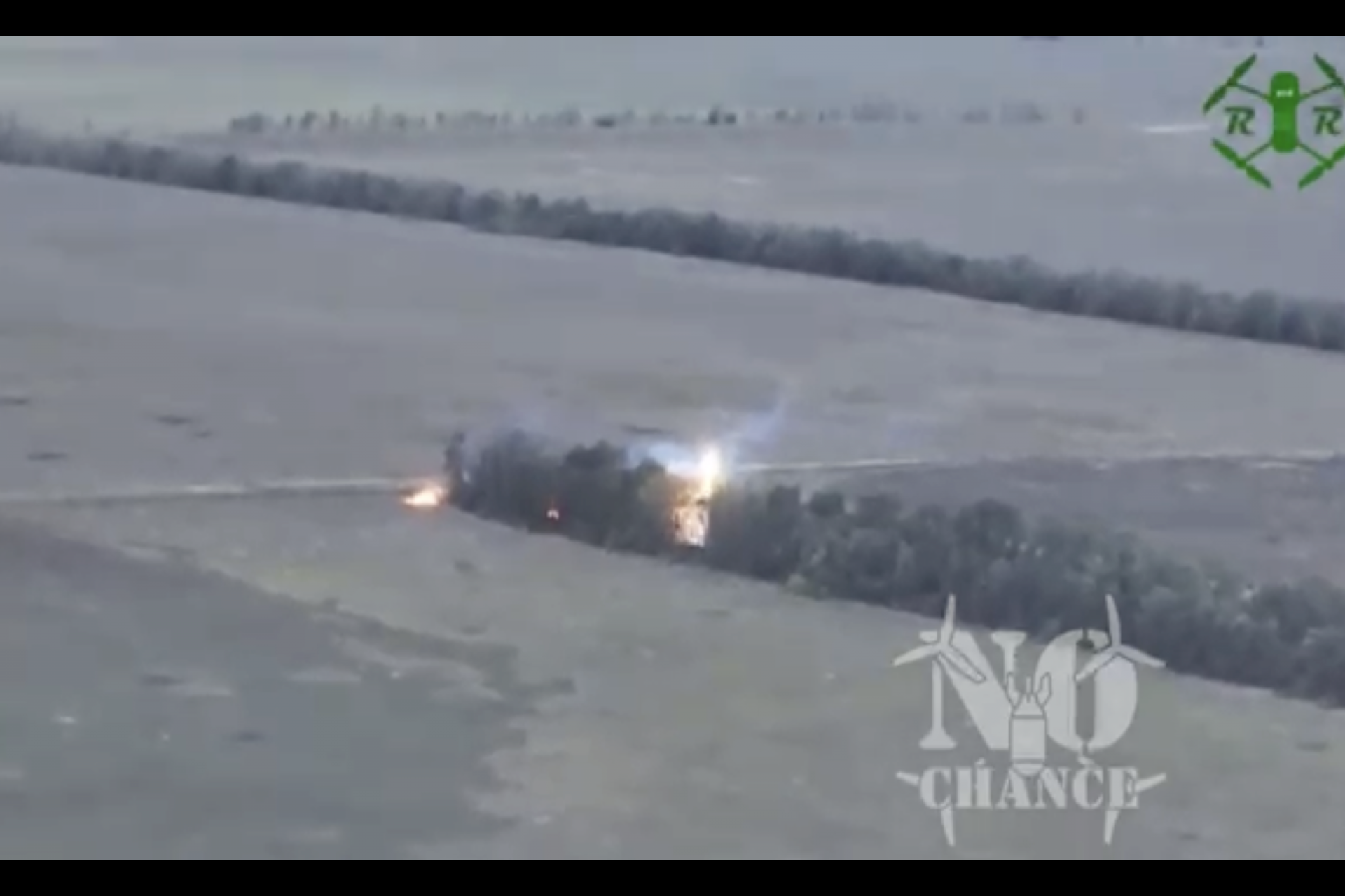 Combat footage shows Ukrainian flamethrower drone taking on a Russian tank