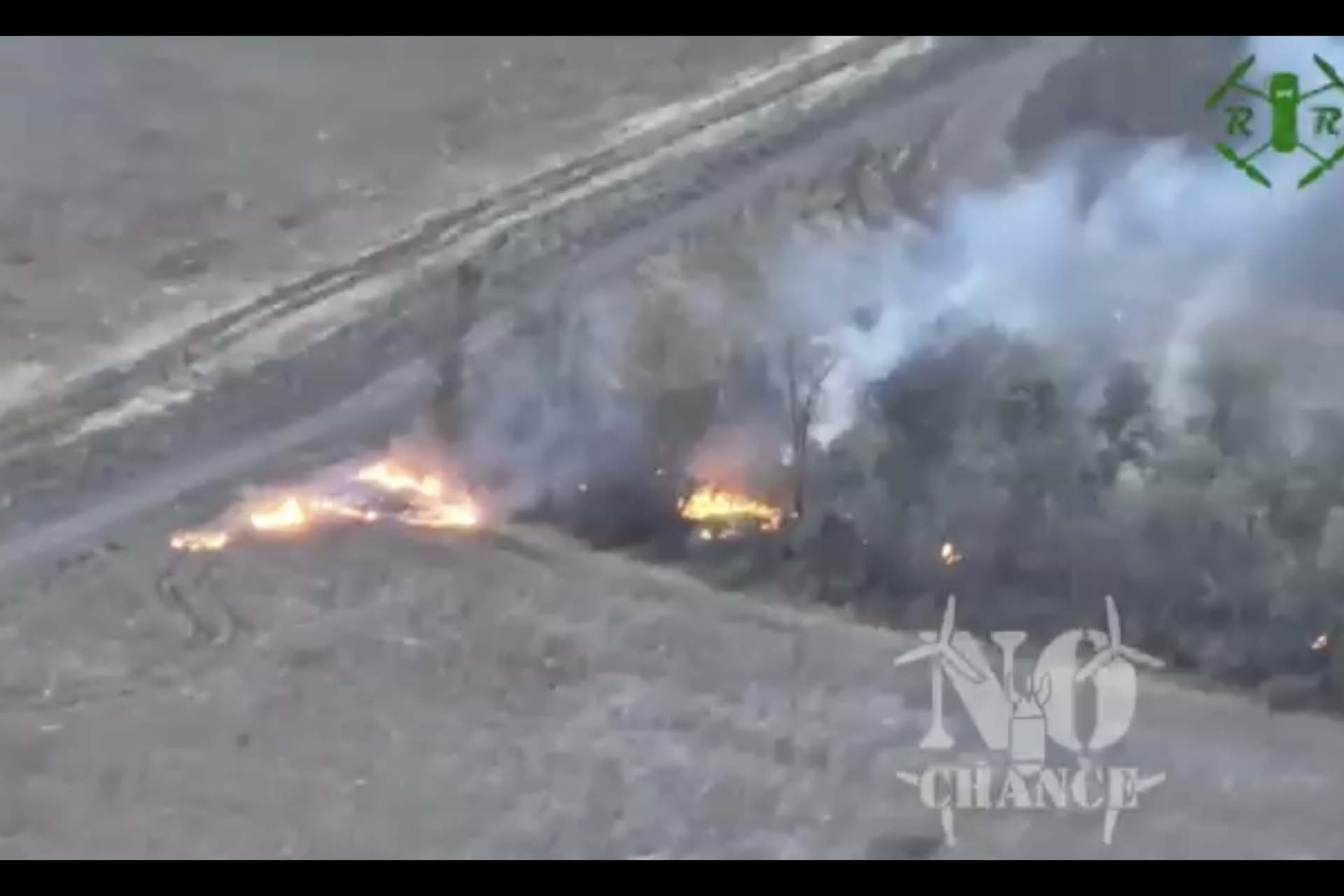 Combat footage shows Ukrainian flamethrower drone taking on a Russian tank