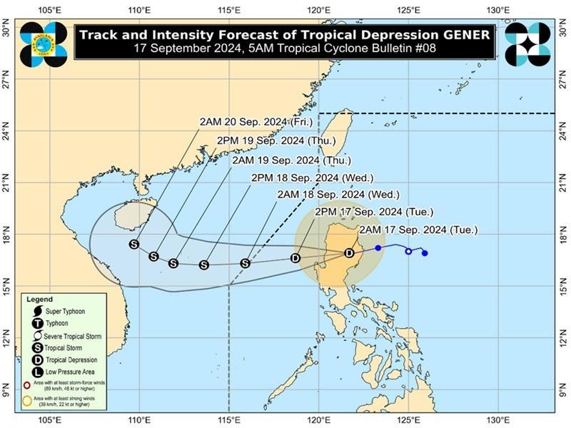 Signal No. 1 up over 24 areas as Gener moves over N. Luzon Signal No. 1 up over 24 areas as Gener moves over N. Luzon
