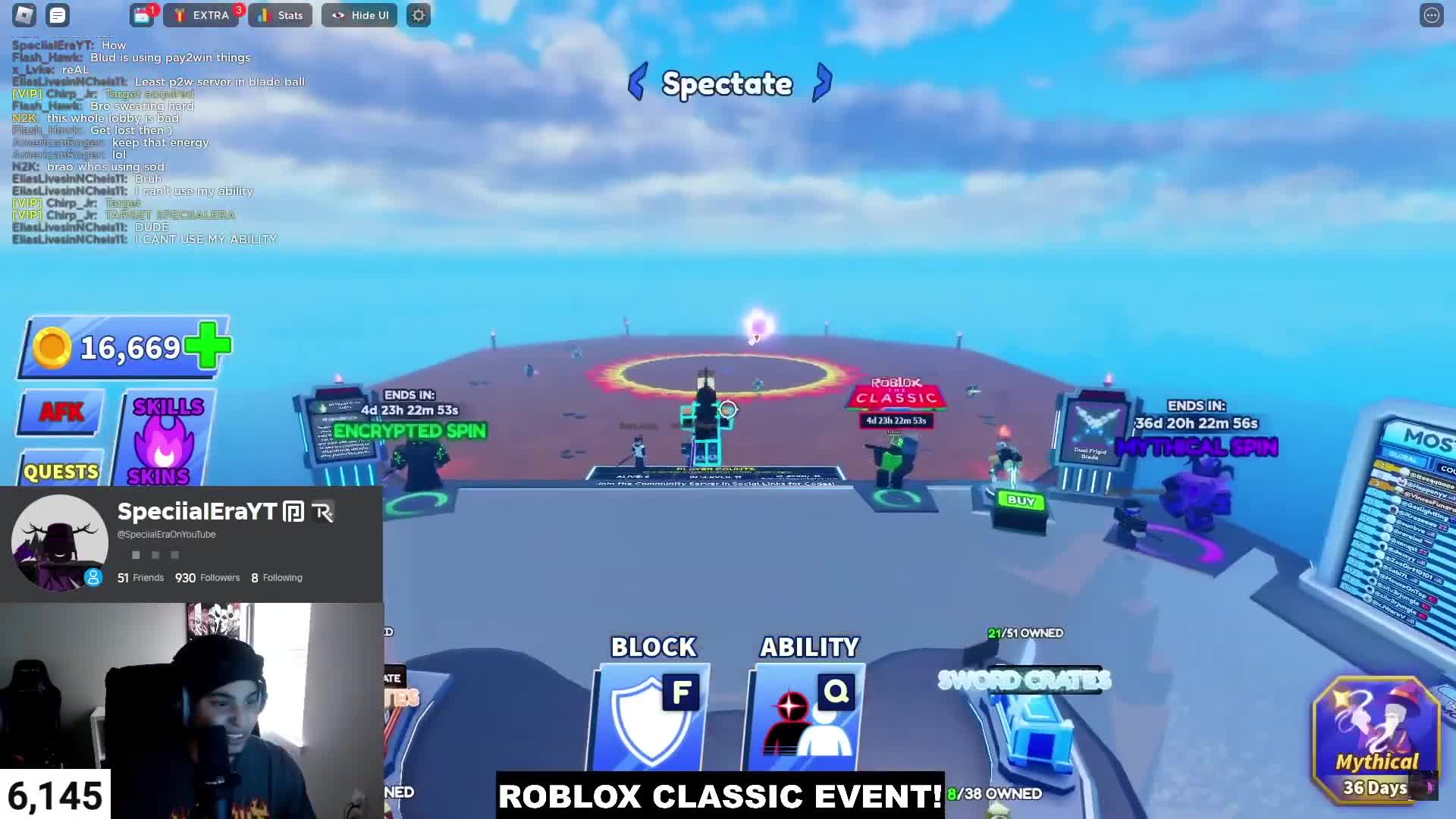 Trolling a Streamer in Roblox Blade Ball