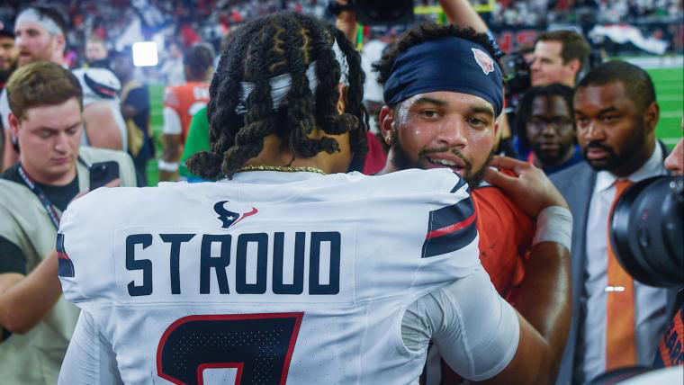 Caleb Williams-C.J. Stroud postgame: Mics pick up exchange between ... Caleb Williams-C.J. Stroud postgame: Mics pick up exchange between ...