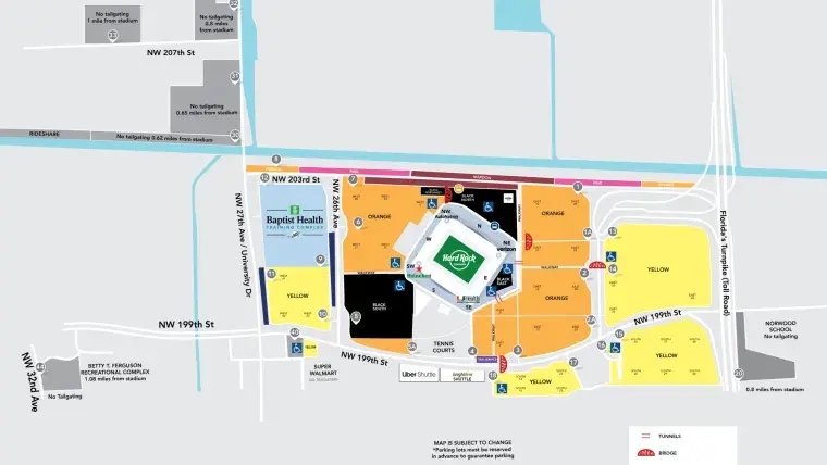 Hard Rock Stadium Guide: Dolphins schedule, concerts, seating map, hotels, parking, bags policy ...