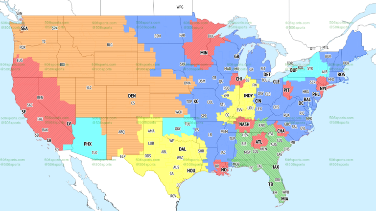 Broadcast maps for Week 1 of 2025 NFL season