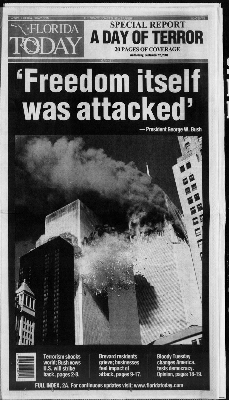 9/11 Memorial: Newspaper front pages of terrorist attacks on Sept. 11, 2001