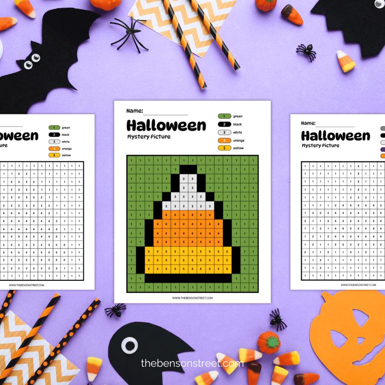 FREE Mystery Picture Color by Numbers Halloween Worksheets