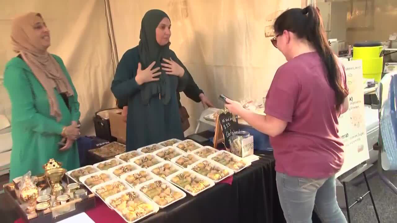 Syrian Refugee sells sweets and treats at Tucson Meet Yourself 2024 Syrian Refugee sells sweets and treats at Tucson Meet Yourself 2024