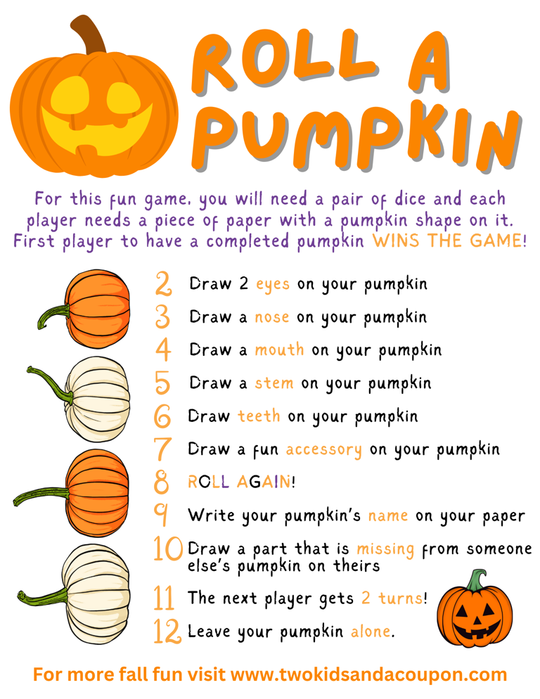 Halloween Printable Roll a Pumpkin Game