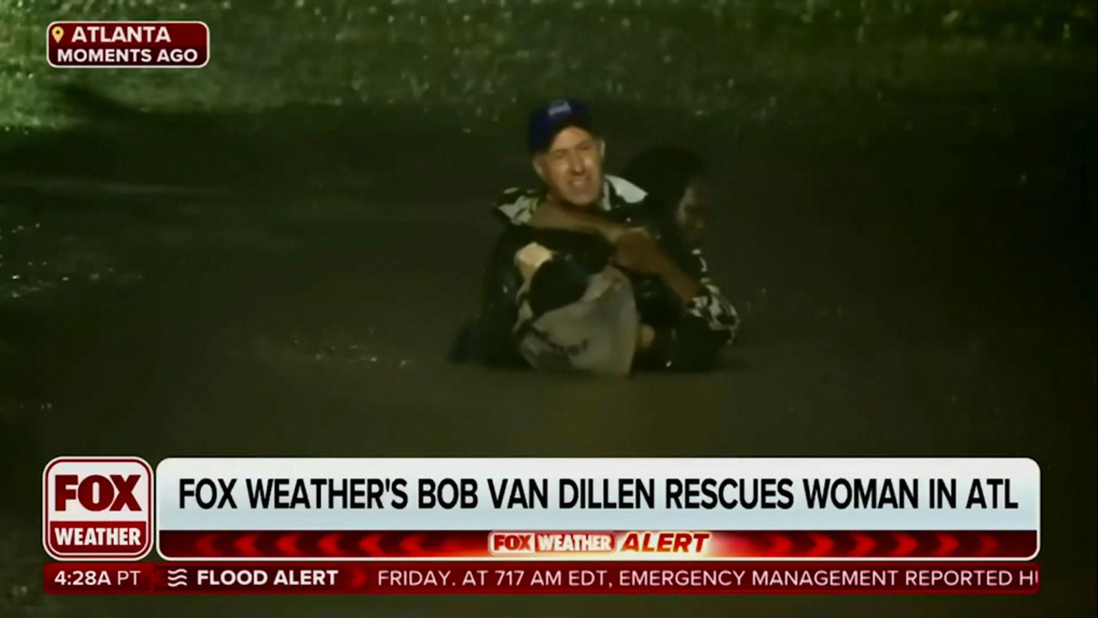 Weather reporter abandons live broadcast to rescue trapped woman Weather reporter abandons live broadcast to rescue trapped woman
