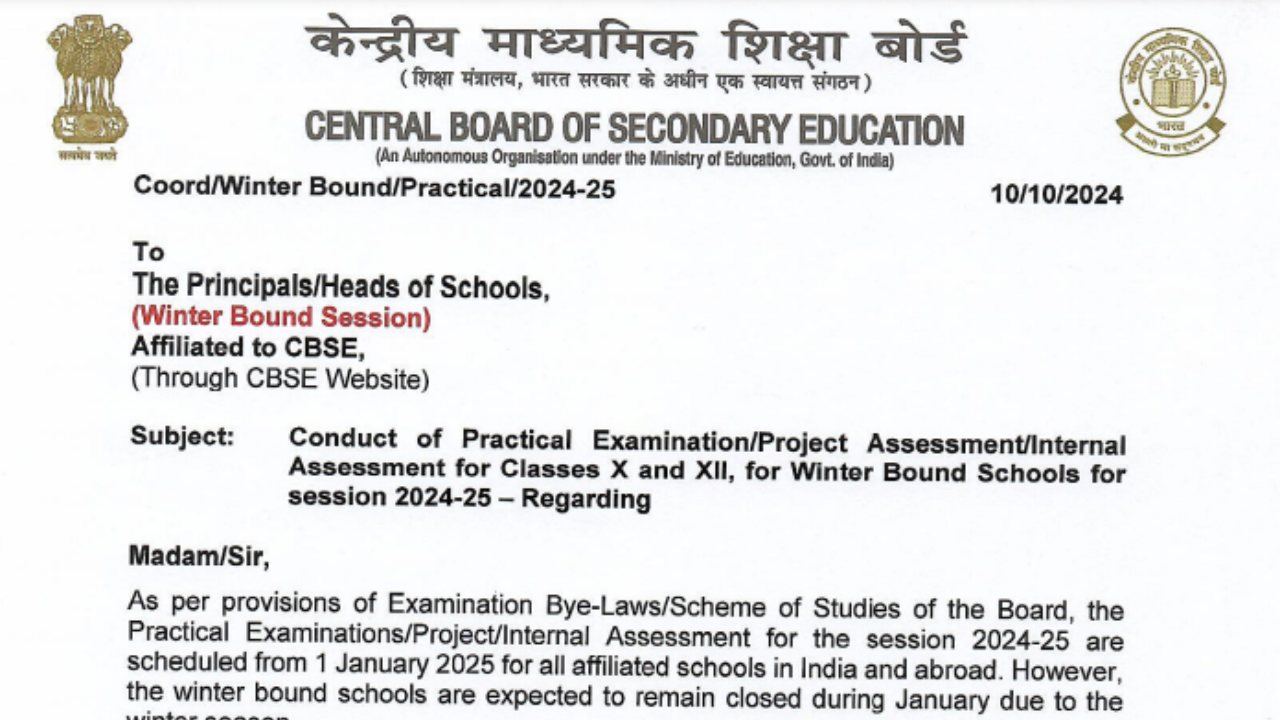 CBSE Class 10, 12 practical exams 2025 for winter-bound schools to ... CBSE Class 10, 12 practical exams 2025 for winter-bound schools to ...