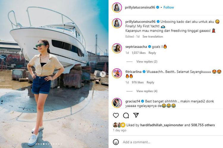 Hobi Mancing, Prilly Latuconsina Beli Kapal Pesiar Kecil Seharga Rumah ... Hobi Mancing, Prilly Latuconsina Beli Kapal Pesiar Kecil Seharga Rumah ...