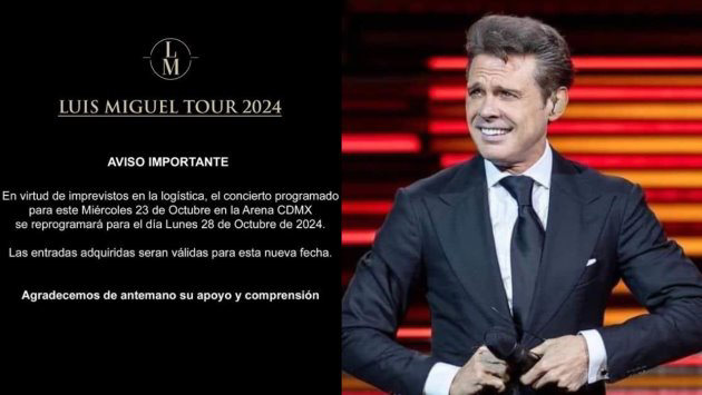 Luis Miguel pospone concierto en la Arena CDMX Luis Miguel pospone concierto en la Arena CDMX