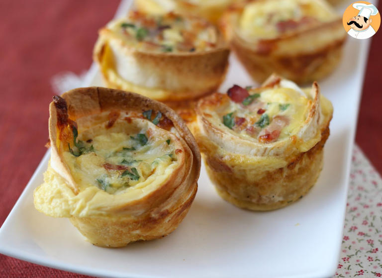 Muffins de tortillas con bacon y mozzarella