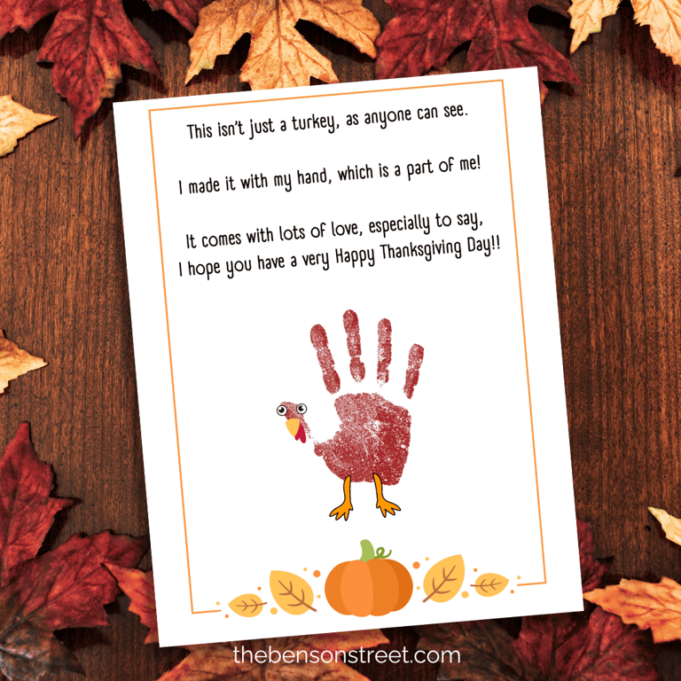 Free Thanksgiving Handprint Poem Printable Craft Template