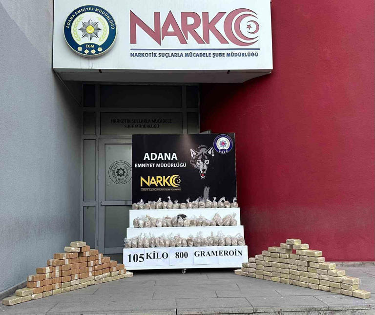 Adana’da 105 kilo 800 gram eroin ve 92 kilo skunk ele geçirildi Adana’da 105 kilo 800 gram eroin ve 92 kilo skunk ele geçirildi