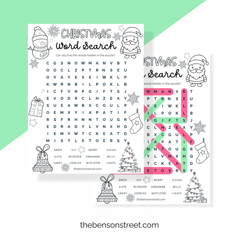 Free Christmas Word Search Printable for Kids