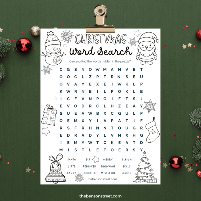Free Christmas Word Search Printable for Kids