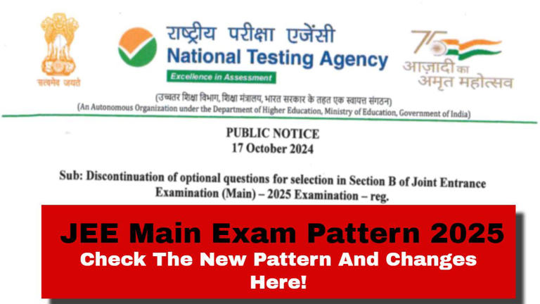 JEE Main Exam Pattern 2025 Announced: Check The New Exam Pattern with ...