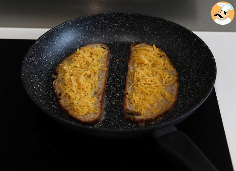 Maxi grilled cheese sandwich: cheddar, shredded chicken, avocado, bacon