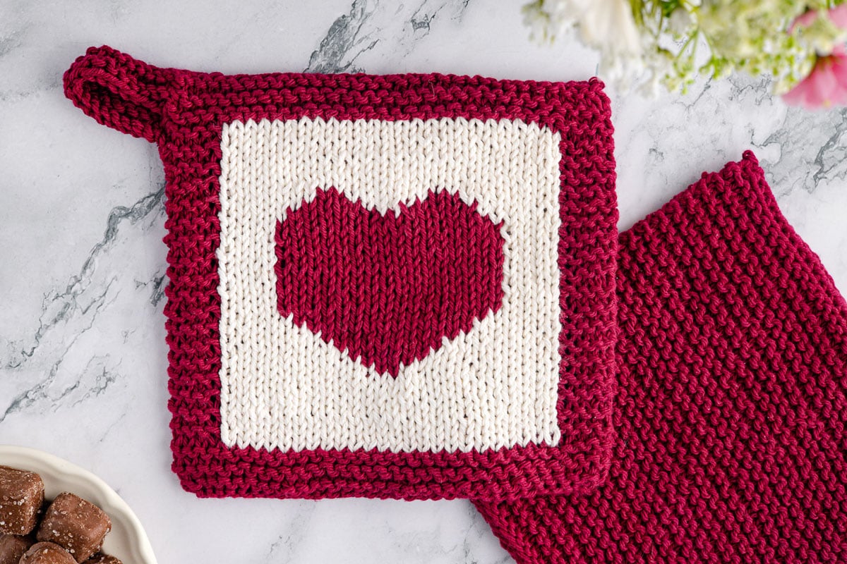 Knit Heart Potholder Pattern