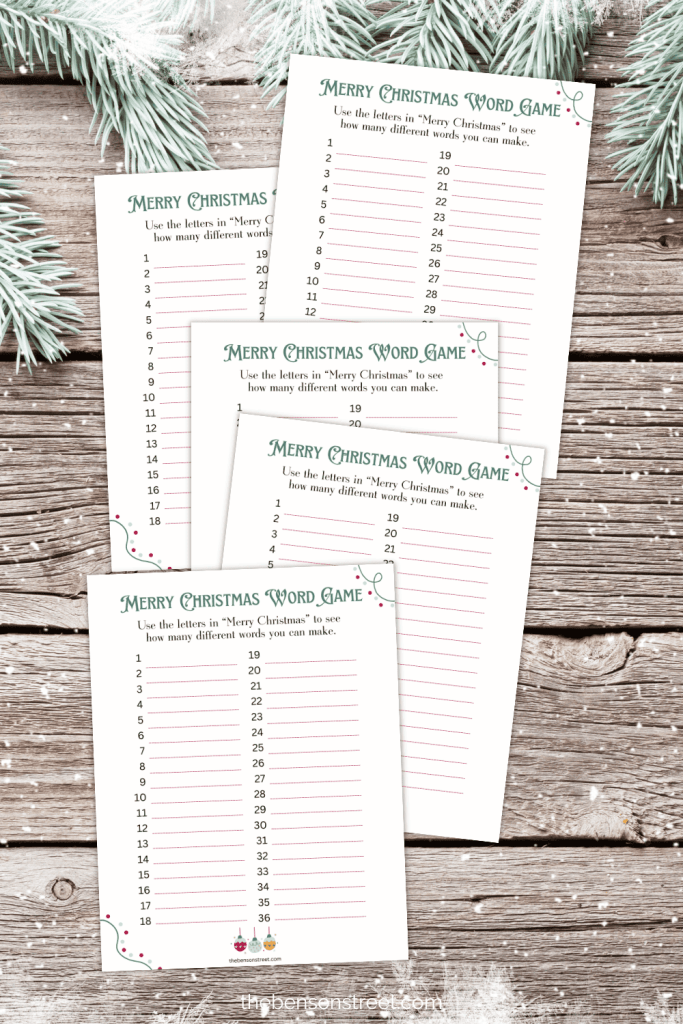 How Many Words Can You Make from Merry Christmas Printable