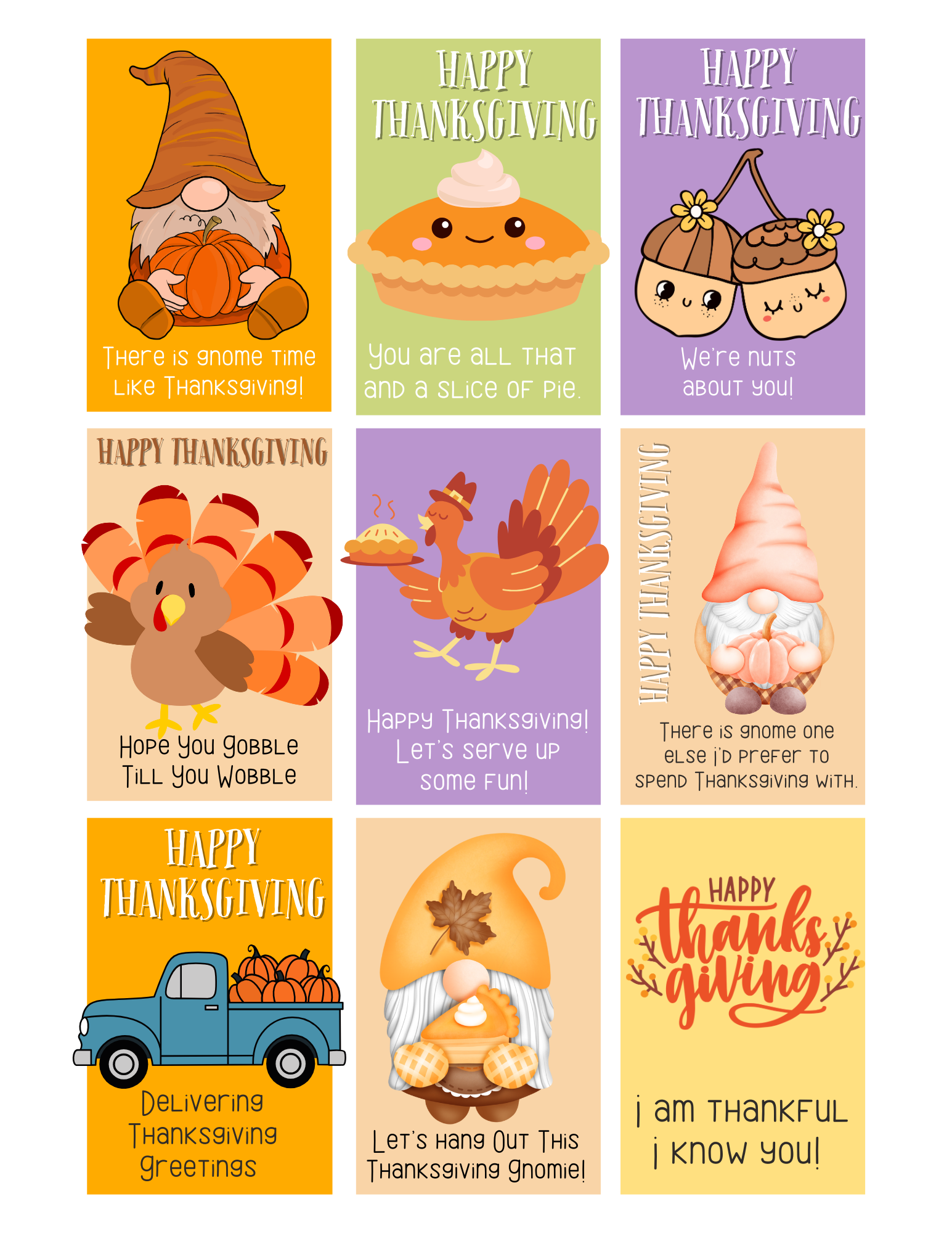 18 Cute Printable Thanksgiving Cards