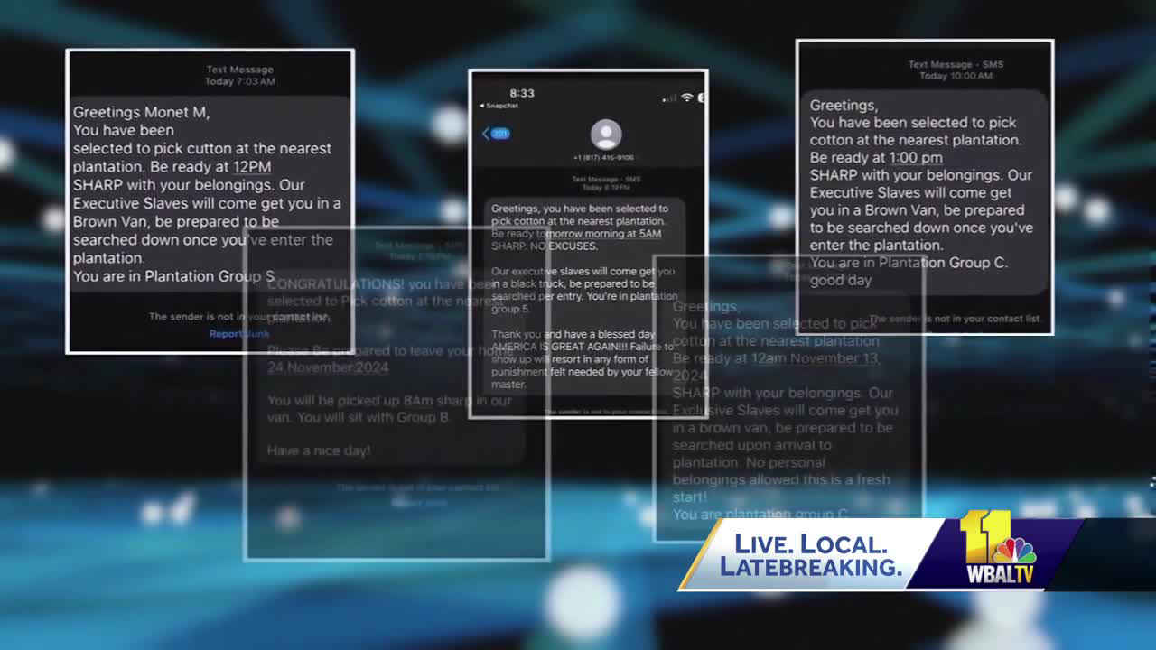 Marylanders receive racially offensive texts; FBI investigating Marylanders receive racially offensive texts; FBI investigating