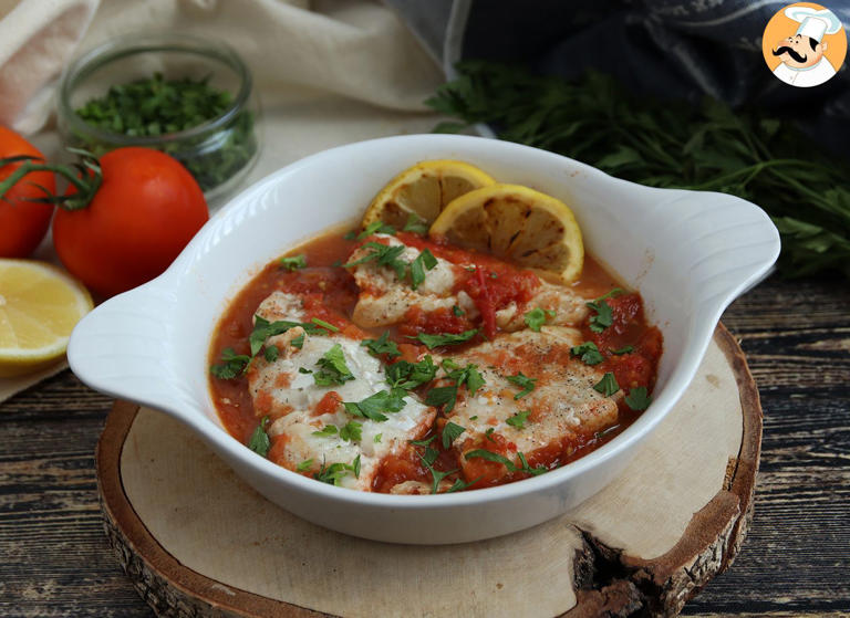 Saithe with a tomato, lemon and cumin sauce - easy and tasty recipe