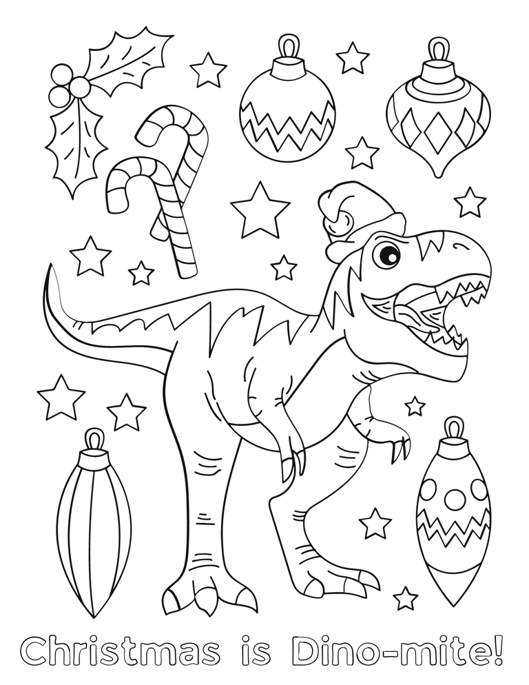13 Dino-mite Dinosaur Christmas Coloring Pages
