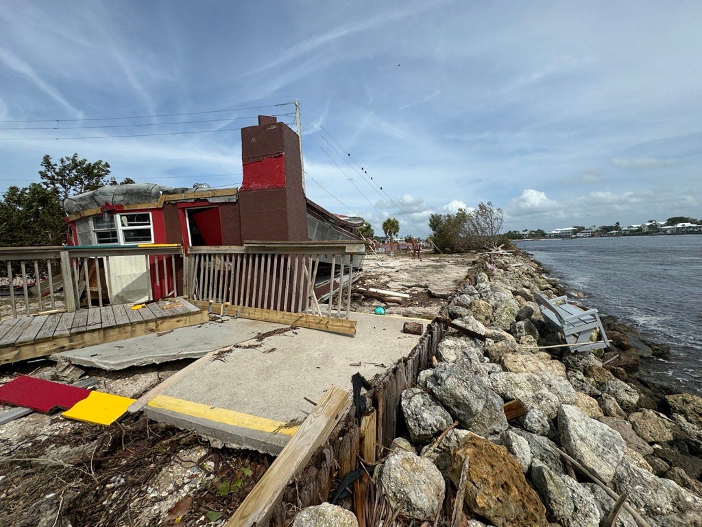 North Jetty Fish Camp damaged beyond repair by hurricanes Helene and Milton