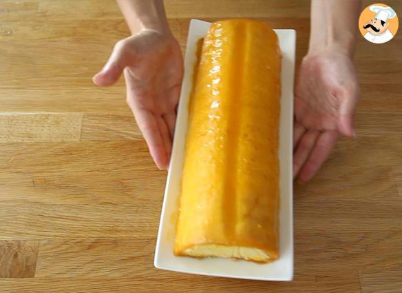 Mango and raspberry cake log