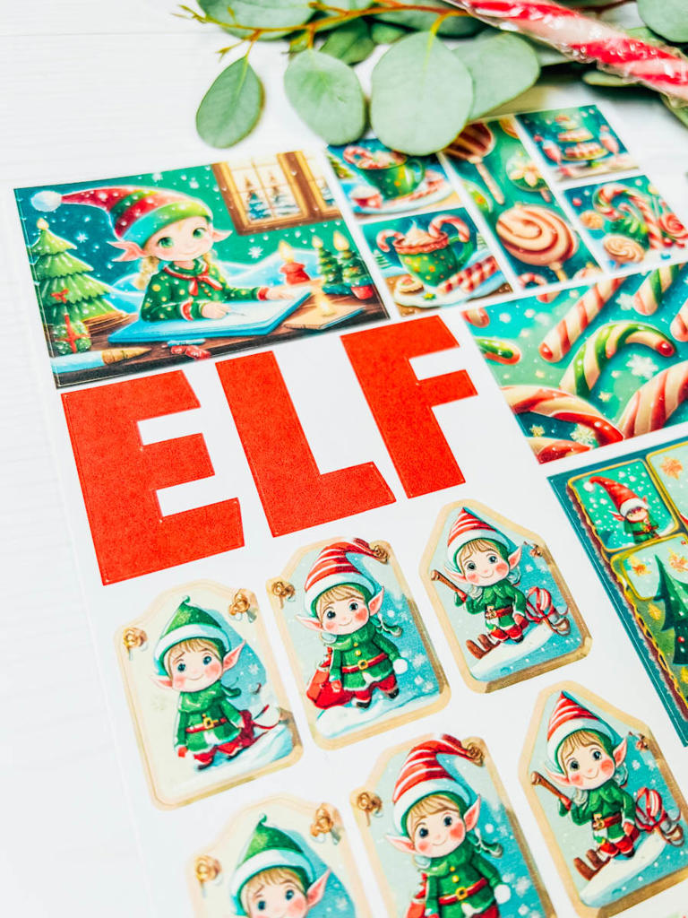 Free Printable Christmas Elf Stickers For Planners and Scrapbooking