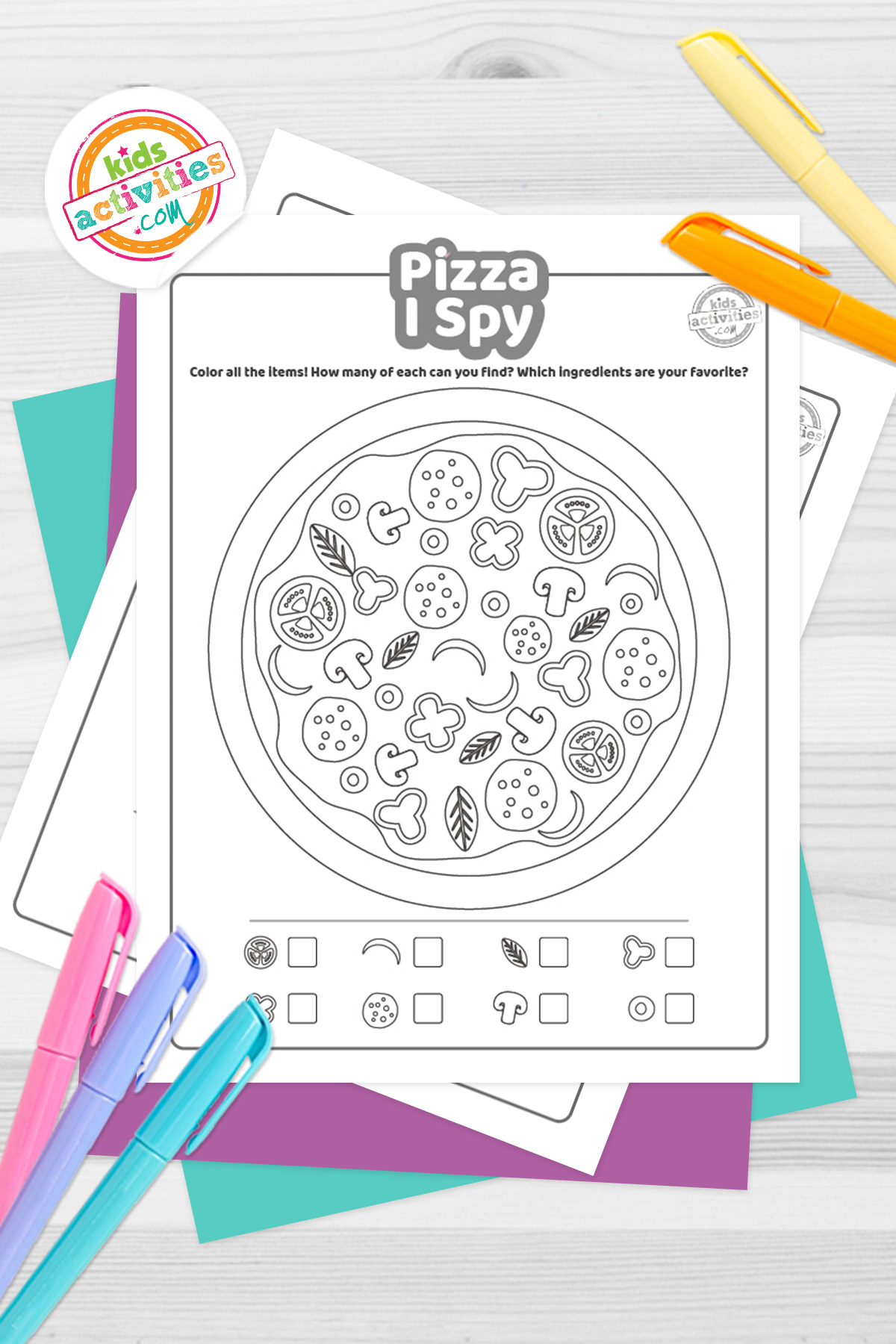 I Spy Worksheets For Pizza Lovers