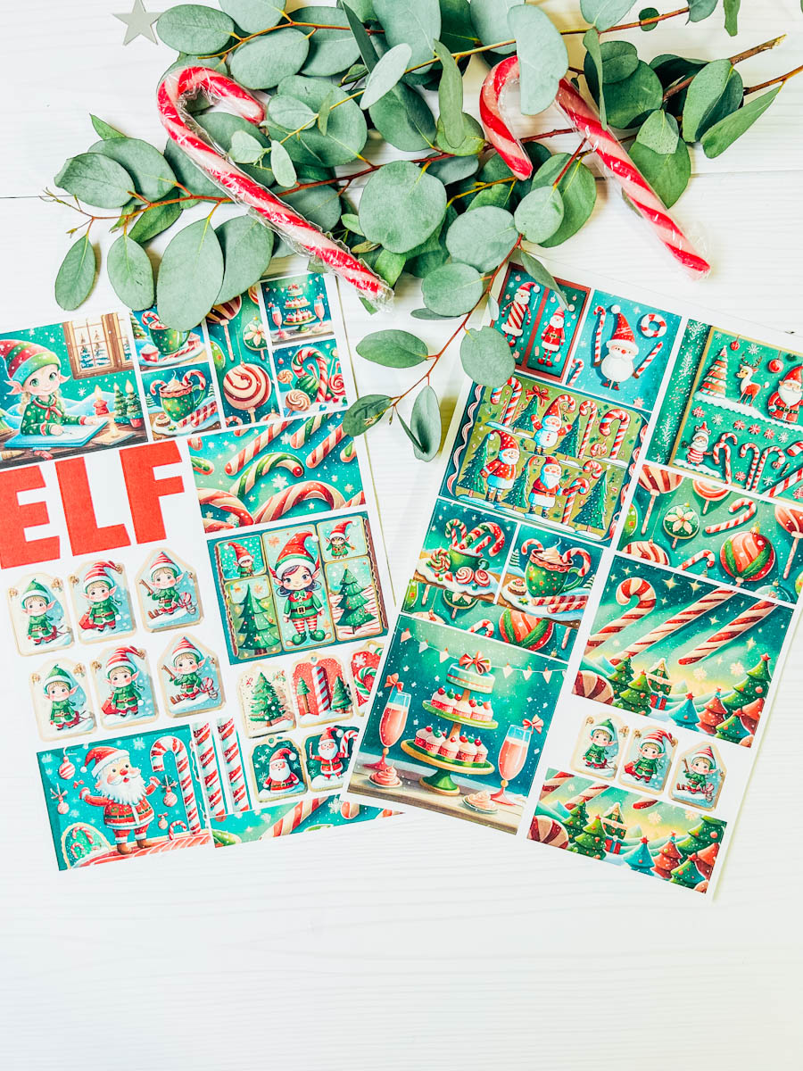 Free Printable Christmas Elf Stickers For Planners and Scrapbooking