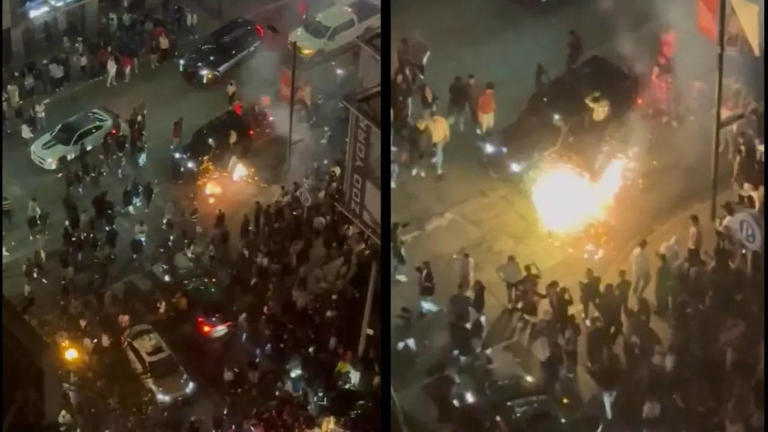Watch: Crowd blocks Toronto’s busiest intersection, bursts crackers ... Watch: Crowd blocks Toronto’s busiest intersection, bursts crackers ...
