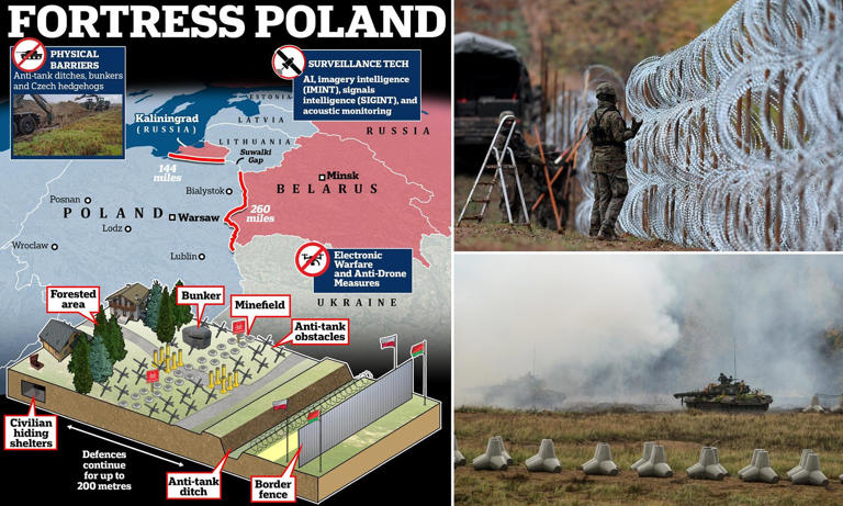 Poland begins construction of £1.9bn 'East Shield' along Russia border