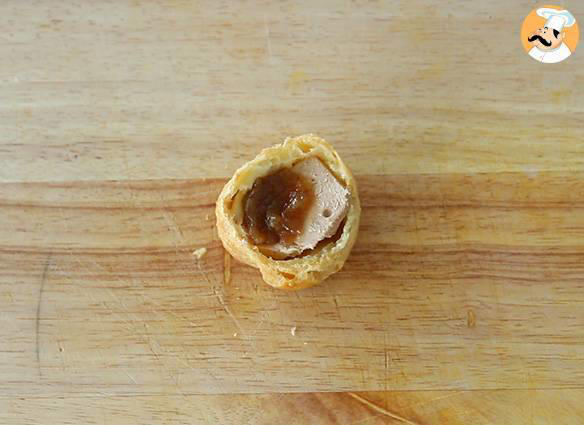 Foie gras and onion chutney puffs