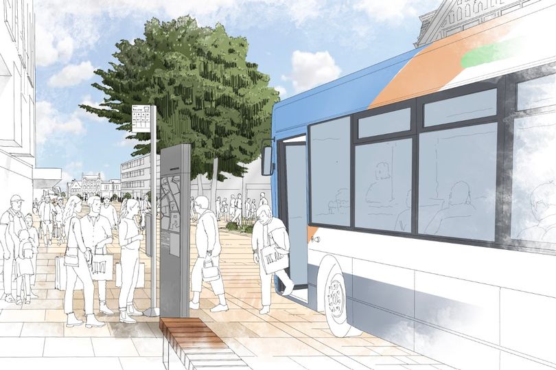CGI shows planned new bus access into Nuneaton town centre