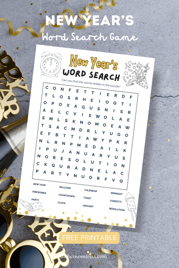 Happy New Year's Word Search Free Printable