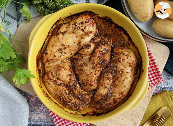 Pollo con miel y mostaza al horno