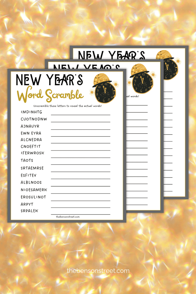 Free Printable New Year's Word Scramble Game