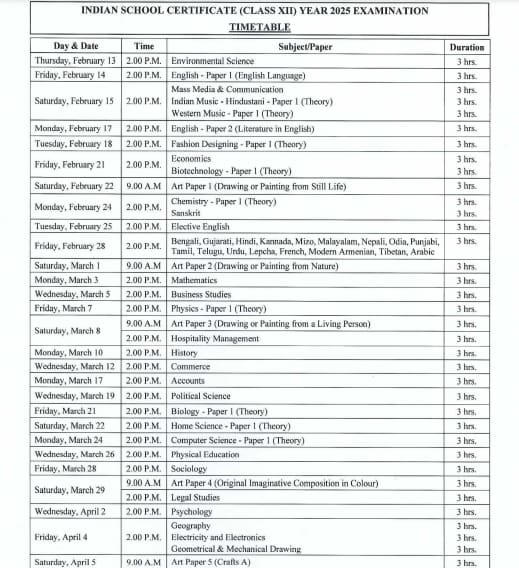 ICSE, ISC exam date sheet 2025 released at cisce.org, check complete ... ICSE, ISC exam date sheet 2025 released at cisce.org, check complete ...
