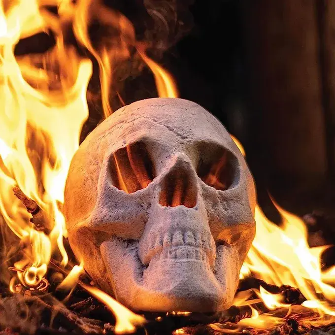 If You’re Hosting a Halloween Party, You Need This Fire Pit Skull ASAP