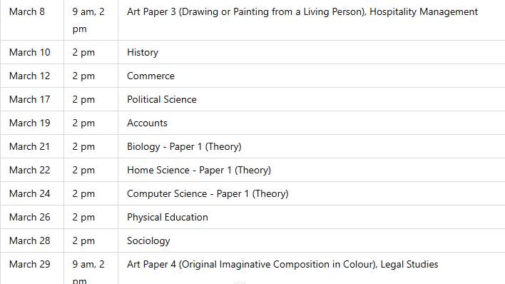 Icse Isc Board Exam 2025 Class 10 12 Time Table Out Check Full