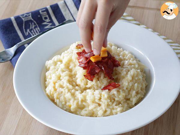 Risotto de cheddar y chorizo