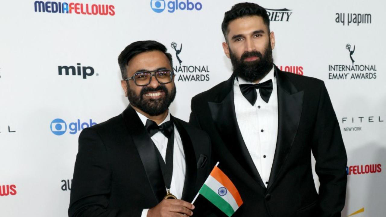 International Emmy Awards: Aditya Roy Kapur poses with Sandeep Modi International Emmy Awards: Aditya Roy Kapur poses with Sandeep Modi