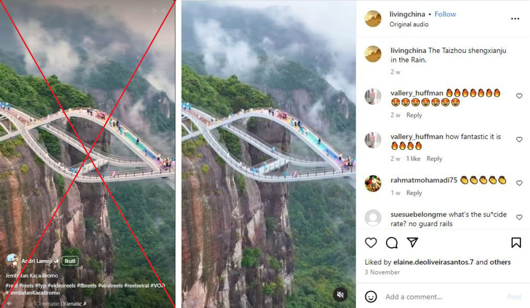 Video jembatan di Tiongkok dibagikan dengan klaim salah sebagai ... Video jembatan di Tiongkok dibagikan dengan klaim salah sebagai ...