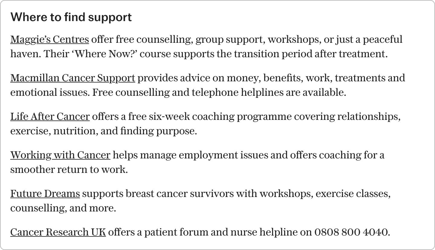 How to deal with life after cancer – and the fear that it might return